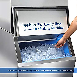 HIGHCRAFT 48847 Lead-Free Stainless Steel Braided Ice Maker Supply Line with Two 1/4'' Fittings on Both Ends, 300