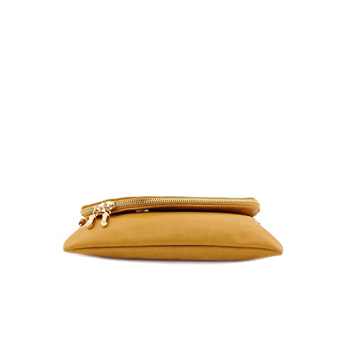 FashionPuzzle Envelope Wristlet Clutch Crossbody Bag with Chain Strap (Mustard) One Size