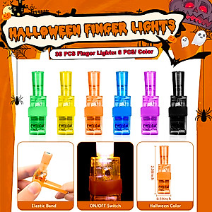 Halloween Party Favors for Kids 36 PCS LED Light Up Finger Lights Halloween Goodie Bag Fillers Stuffers, Glow in The Dark Toys Bulk Halloween Treats Non Candy for Party Classroom Prizes Trick or Treat
