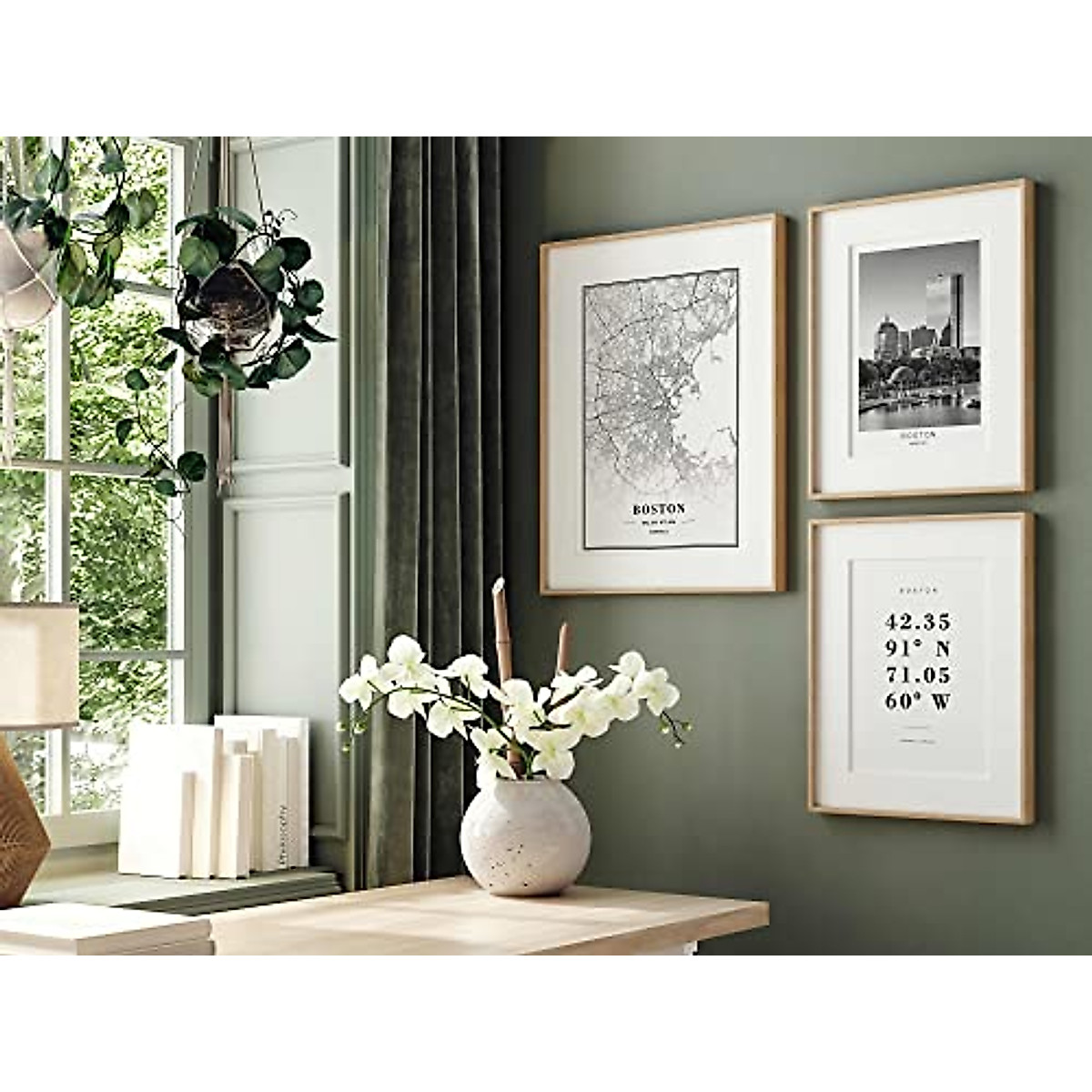 Dear Mapper Boston United States View Abstract Road Modern Map Art Minimalist Painting Black and White Canvas Line Art Print Poster Art Print Poster Home Decor (Set of 3 Unframed) (12x16inch)