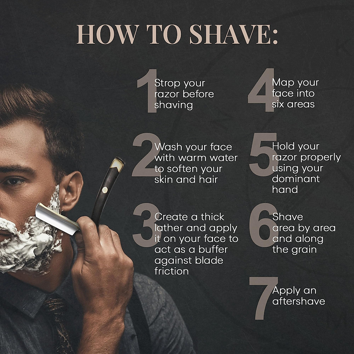 Gold Stainless Steel Straight Razor - Shave Ready Straight Edge Razor, Stainless Steel + Ebony Straight Razor for Men, Barber Approved Straight Razor, Mens Straight Razor, Leather Case, Close Shave