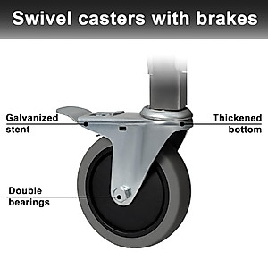 uyoyous Stainless Steel Utility Cart 37"x20"x37" 3-Tier Large Heavy Duty Industrial Serving cart with 360°Rotation Wheels Kitchen Island Stainless Steel Storage Trolley for Hotel Restaurant Home Use