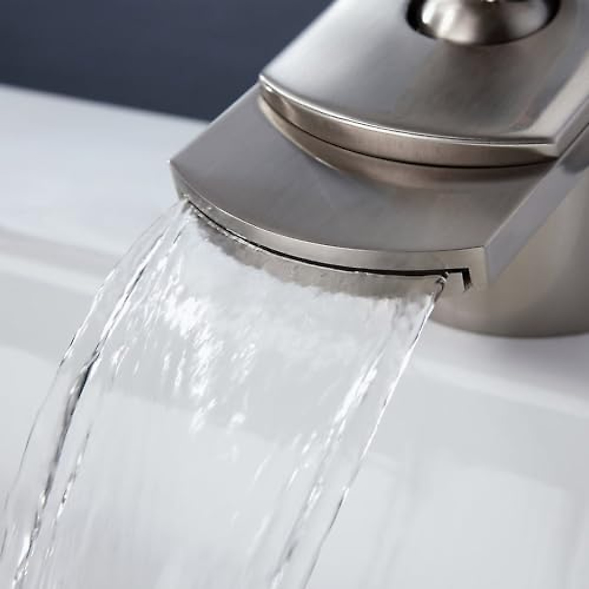 Novatto WAVE Single Lever Waterfall Lav Faucet, Brushed Nickel