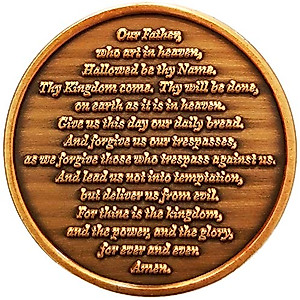 The Lord's Prayer and Pray Without Ceasing, Antique Gold-Color Plated Challenge Coin, Our Father Who Art in Heaven Matthew 6:9-13 Gift