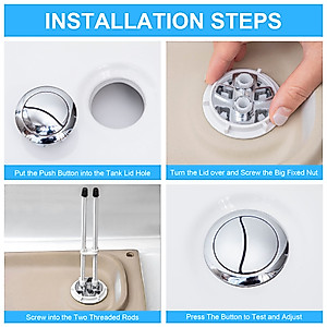 Enhon 48mm Toilet Tank Buttons, 2 Pack Flush Valve Dual Push Button Replacement Adjustable, Compatible with Glacier Bay Aquasource TOTO, American Standard, Kohler, Twfords, Armitage Shanks, Geberit