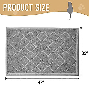 Heeyoo Cat Litter Mat, Large Kitty Litter Box Mat 47 x 35 Inches, Litter Trapping Mat with Waterproof and Non-Slip Backing, Keep Floors Clean, Soft on Kitty Paws