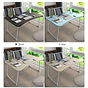 LKBBC Foldable Laptop Desk for Bed, Bed Laptop Table with Storage, Foldable Portable Lap Bed Tray, 23.6 Inch Floor Table for Drawing, Reading and Writing, Maple