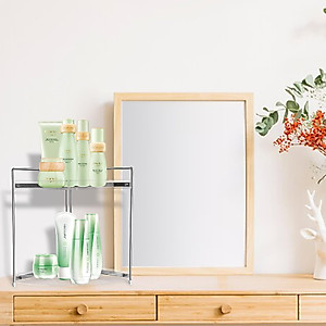 Lvssci Bathroom Countertop Organizer，2 Tier Acrylic Tray Vanity Counter Skincare Organizer Shelf,Standing Rack Home Storage Holder forKitchen