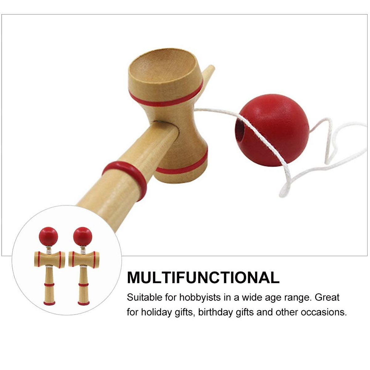 BESPORTBLE Wooden Tribute Kendama Toy Japanese Cup and Ball Catch Kadoma Game Ball in Cup Game Hand Eye Coordination Ball Catching Cup 2pcs