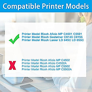 LCL Compatible Toner Cartridge Replacement for Ricoh 841452 841582 MP C4501 C5501 C9145 C9155 LD645C LD655C High Yield Aficio MP C4501 C5501 Gestetner C9145 C9155 Lanier LD 645C LD 655C (1-Pack Black)