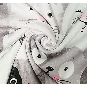 SLHETS Funny Grey Cats Hand Towel Cute Kittens with Different Expressions Small Bath Towel Soft Absorbent Towels for Bathroom/Kitchen Decoration Hotel Gym Spa Sweat Towels 13.6 * 29'