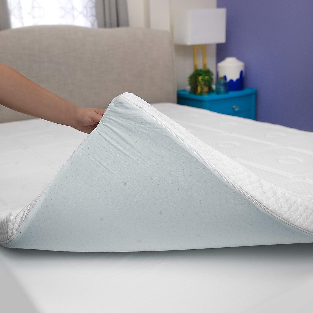 SensorPEDIC Luxury Extraordinaire 3-Inch Quilted Memory Foam Mattress Topper, California King Size, White