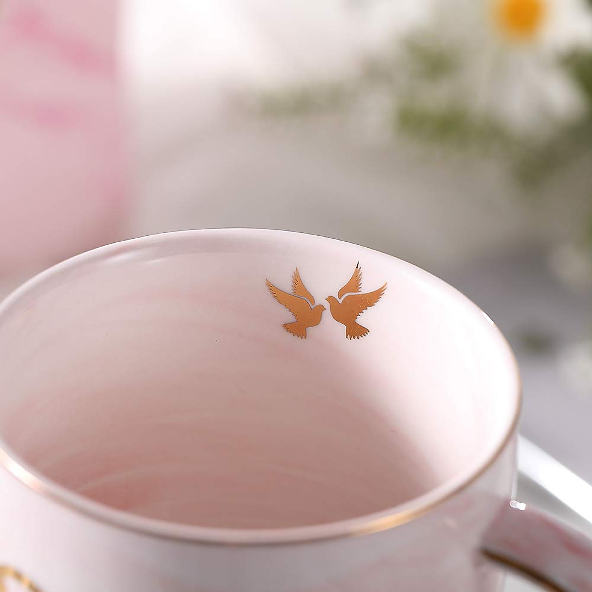 GOFOIT Boss Lady Pink Marble Ceramic Coffee Mug 11.5 Oz with Coasters Birthday Gifts for Women Mom and Girl Female Entrepreneur Business Owner Coffee Mug