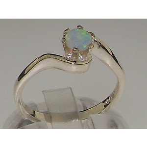 925 Sterling Silver Natural Opal Womens Solitaire Ring - Size 7.5