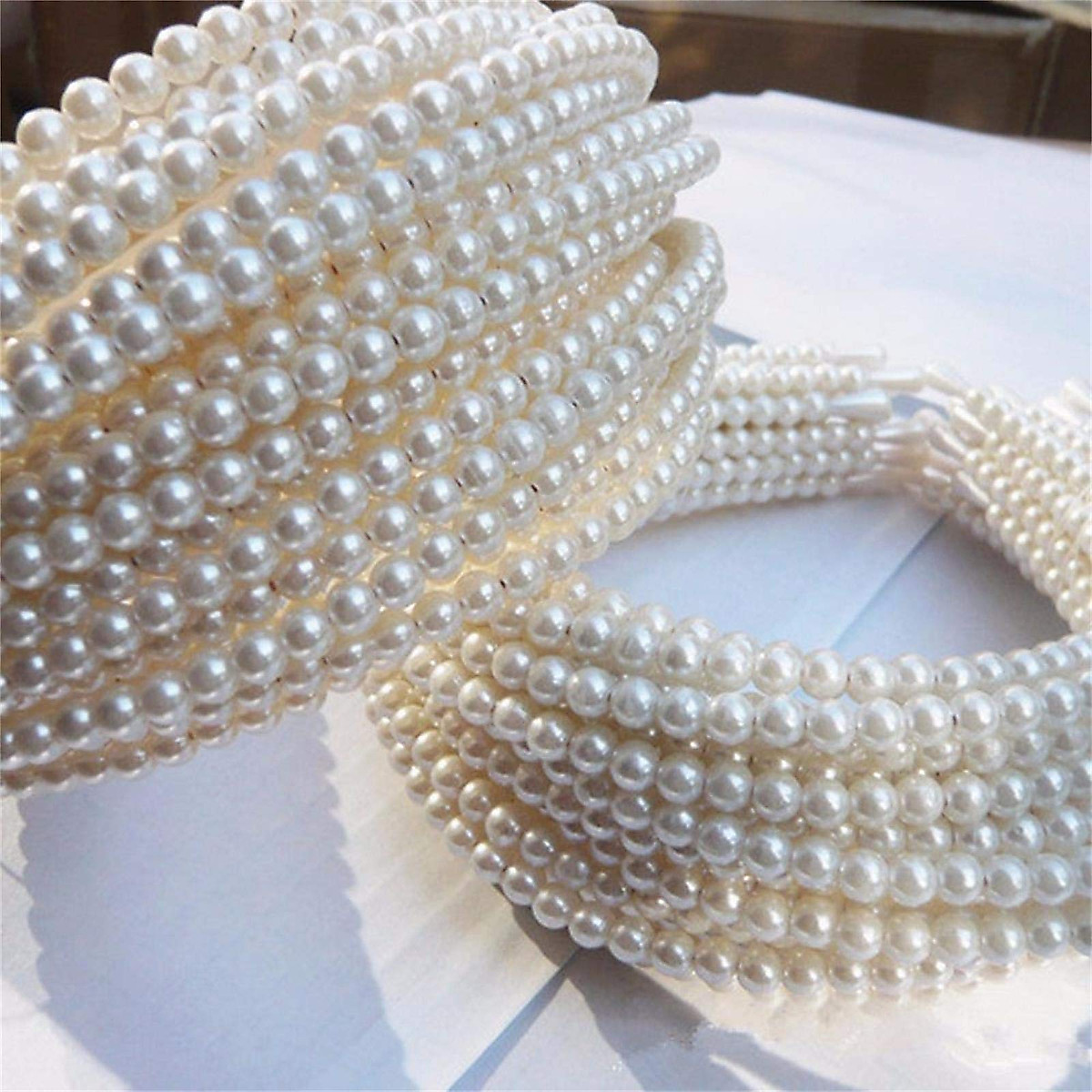 Aoxmas 2pcs Simple Design Pearl Headbands for Women Wedding Party Bridal Hair Hoop Elegant Hair Hoop