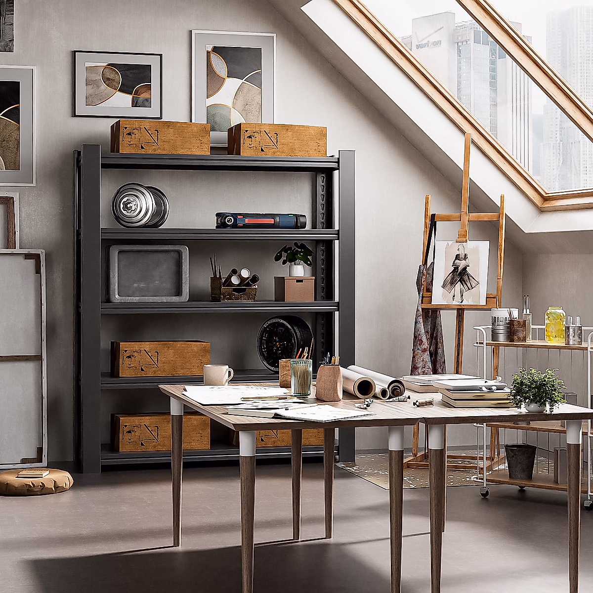 GEBAROW 72" H Garage Shelving Heavy Duty, Industrial Shelving Storage Rack with 5-Tier Metal Shelving Unit, 2500LBS Loads Adjustable Garage Storage Shelves for Warehouse Pantry, 72" H*59" W*22" D