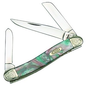 Case Cutlery 9318CS/E Engraved Coral Sea Medium Stockman Corelon Pocket Knife with Stainless Steel Blades, Red/Blue