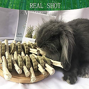kathson Bunny Chew Toys for Teeth, Guinea Pig Wood Chews Chinchilla Apple Wood Bamboo Sticks Rabbit Organic Treats for Rodent Small Animals