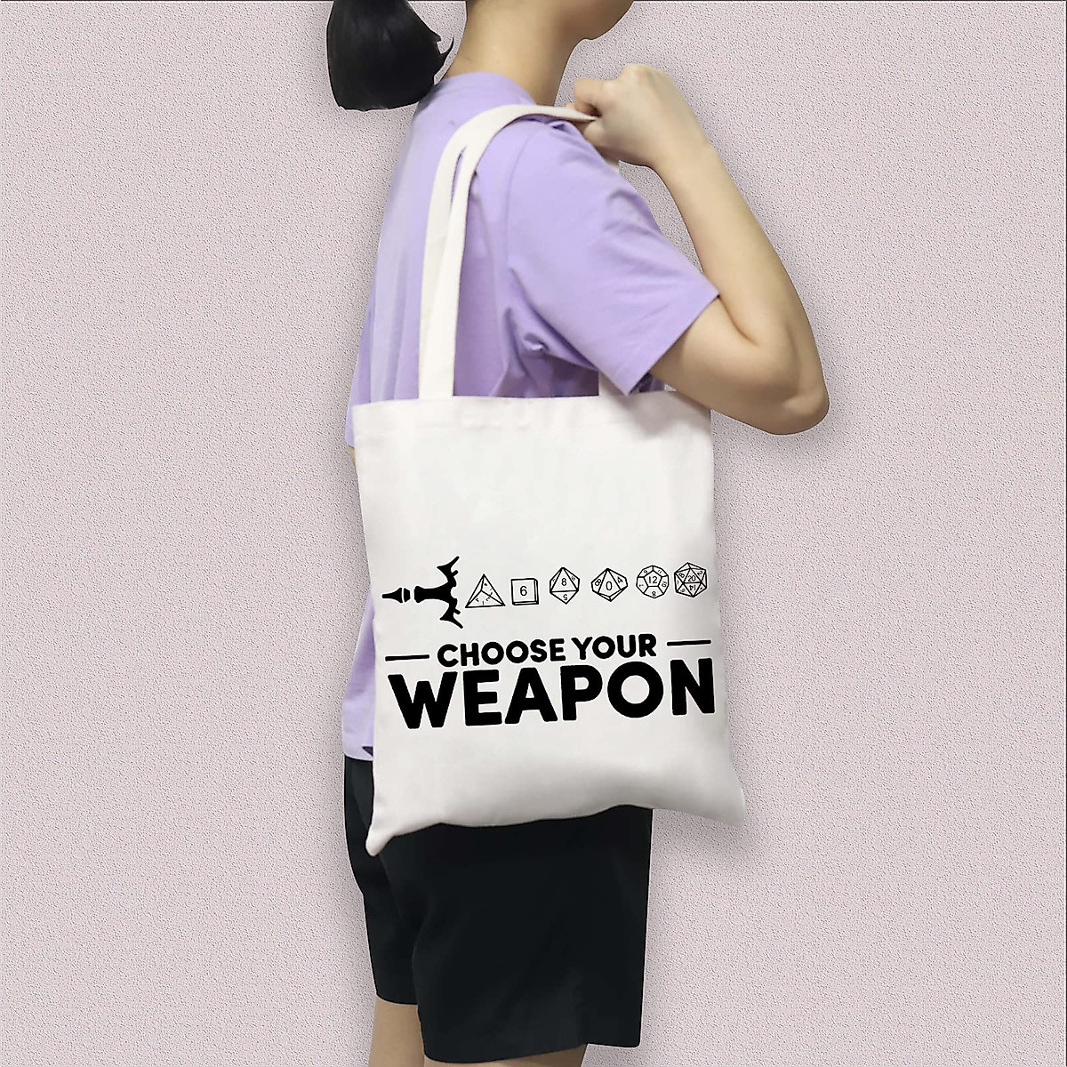 BDPWSS Choose Your Weapon DND Tote Bag Dungeons Tabletop Role Playing Gamer Gift Dragons D20 RPG Gaming Gift (Choose your dice TG)