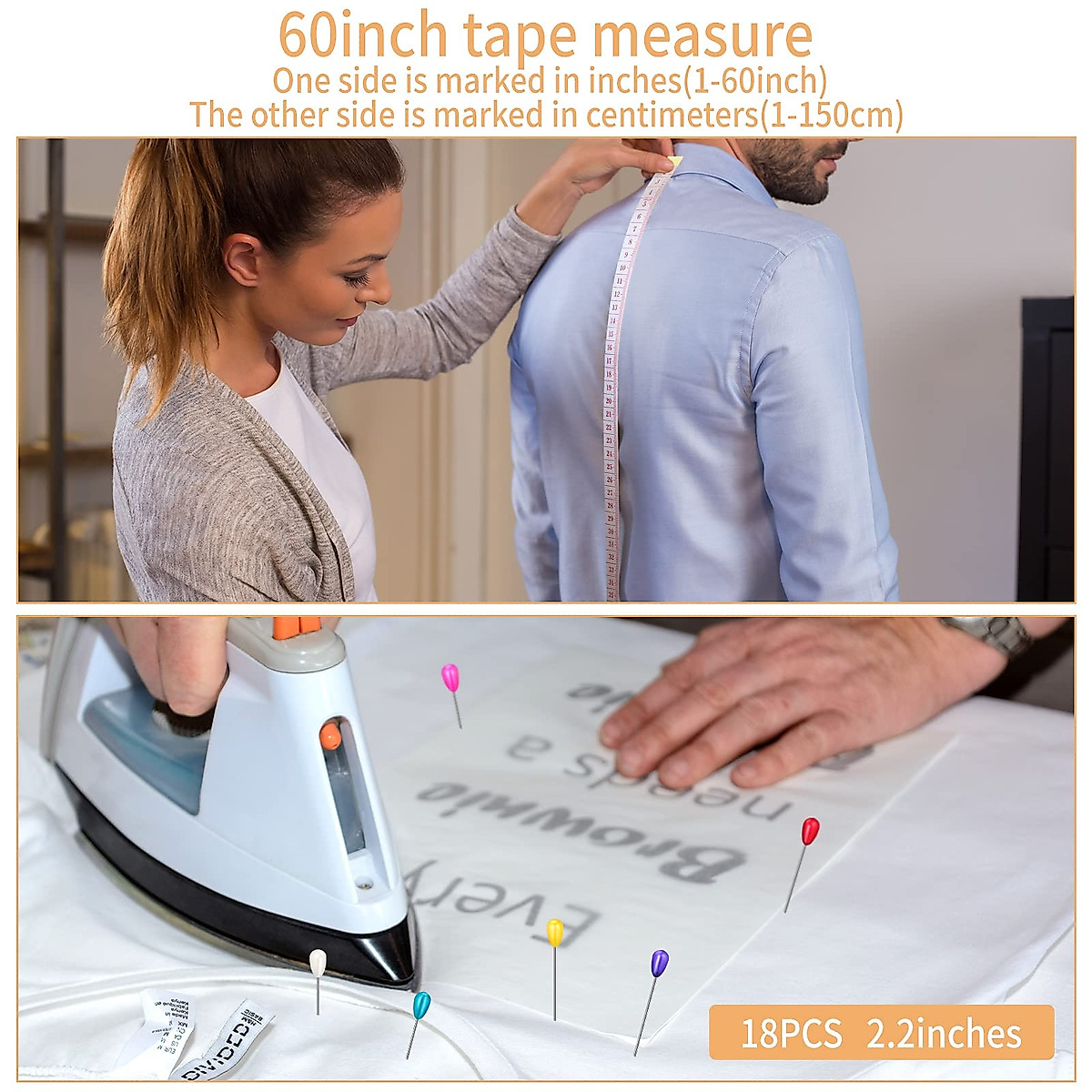 12 Pcs Sewing Scissors Set for Fabric Cutting Tailor Scissors Small Scissors Fabric Scissors with Tape Measure Thread Snips 3 Seam Rippers 4 Sewing Tailors Chalk Sewing Pins for DIY Quilting Gifts