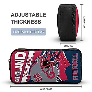 mdbozli New England Custom Football Backpack 3 Piece Set Add Your Name And Nume School Bag with Lunch Box and Pen Case Set Gift for Boys Girls