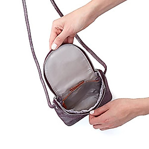 HOBO Fern Stylish Bag for Women - Leather Construction with Top Zip Closure, Printed Lined Interior, and Adjustable Crossbody Strap Bag Plum Graphite One Size One Size