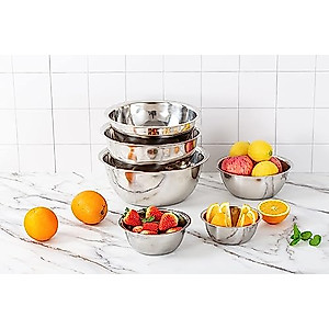 COOK WITH COLOR Stainless Steel Mixing Bowls - 6 Piece Stainless Steel Nesting Bowls Set includes 6 Prep Bowl and Mixing Bowls