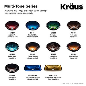 Kraus GVR-210-RE Golden Pearl Rectangular Glass Vessel Bathroom Sink