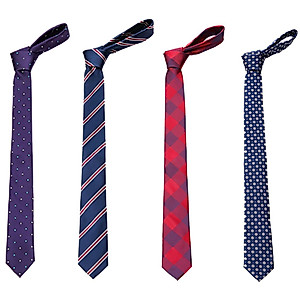 AUSKY 4 Packs Skinny Neckties for Men Boys, 2.35'' Wide Slim Ties in Different Textured Style Mixed set