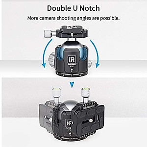 Low Profile Tripod Ball Head-INNOREL N52,Panoramic CNC Metal Camera Tripod Ball Head with Two 1/4" Screw Arca Swiss Quick Release Plates for Tripod,Monopod,DSLR,Camcorder,Max Load 66lbs/30kg