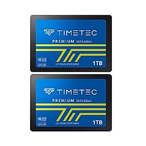 Timetec 1TBx2 (2 Pack) SSD 3D NAND SATA III 6Gb/s 2.5 Inch 7mm (0.28") Read Speed Up to 550 MB/s SLC Cache Performance Boost Internal Solid State Drive for PC Computer Desktop and Laptop