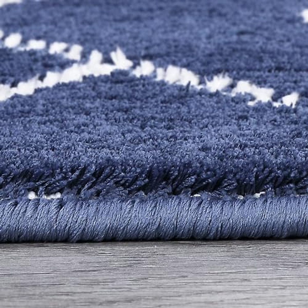 COZYLOOM 8x10 Modern Geometric Shag Rugs for Living Room Ultra Plush Diamonds Textured Area Rug Thick Fluffy Throw Carpet Boho Indoor Non-Slip Area Rug for Bedroom Home Office Floor Decor Navy