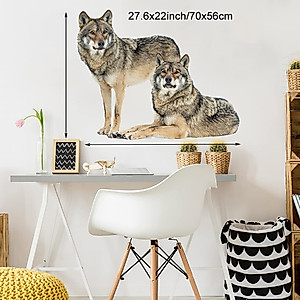 Pinenjoy Lifelike Wolf Wall Decal Wild Animal Wall Sticker 27.6x22inch Removable Self-Adhesive Vinyl Wall Art Decors for Living Room Children Bedroom Nursery Classroom Playroom