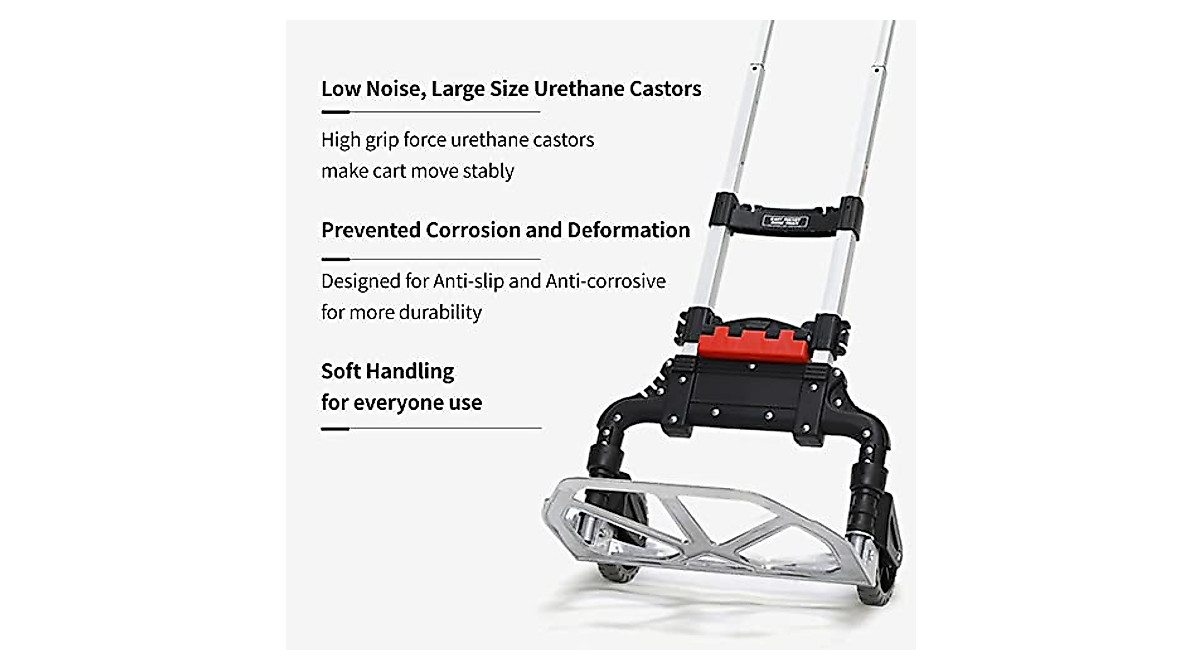Easy Pocket Hand Cart Plus - Foldable, Heavy Duty Stair Climbing Cart