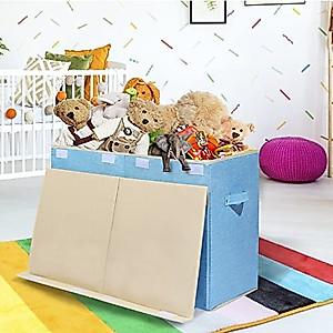 popoly Large Toy Box Chest with Lid, Collapsible Sturdy Toy Storage Organizer Boxes Bins Baskets
