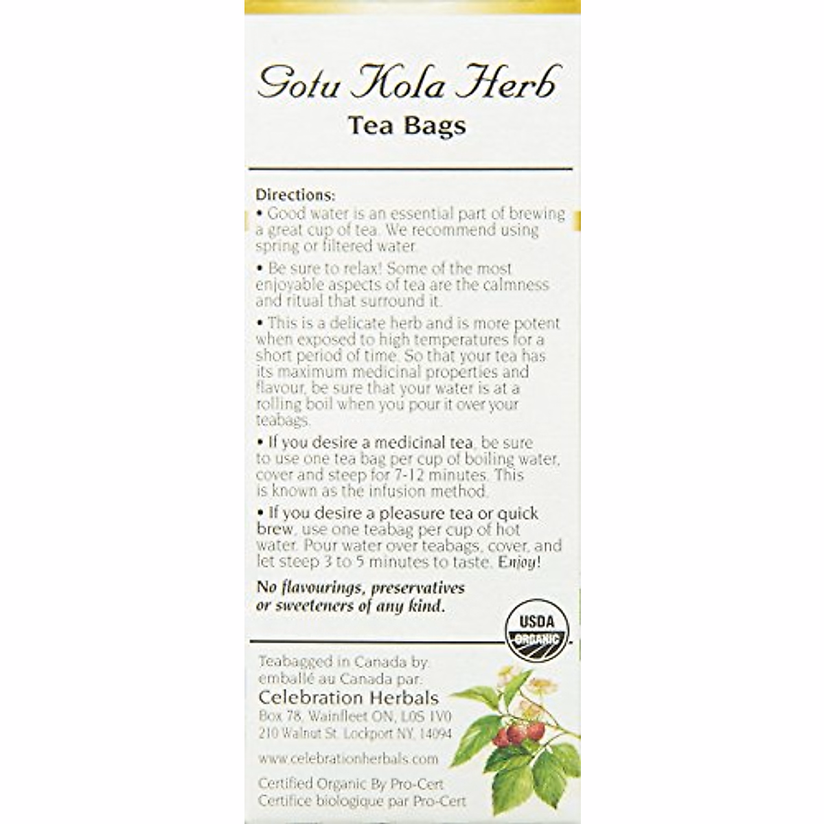 CELEBRATION HERBALS Gotu Kola Tea Organic 24 Bag, 0.02 Pound