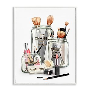 Stupell Industries Fashion Brand Makeup In Mason Jars Glam Design Framed Giclee Art Design by Ziwei Li