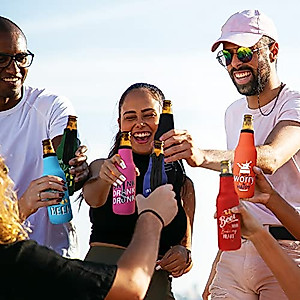 Summer Beer Bottle Insulator Sleeve with Zipper Neoprene Insulated Bottle Jackets Keep Warm and Cold Beer Bottle Sleeves with Stitched Fabric Edges for Party (12 Piece, Bright Style)