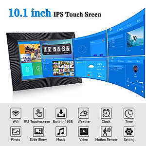 Digital Picture Frame Blviit 10.1 inch HD Touch Screen electronic Digital WiFi Photo Frames 2.4GHz Photos Frame with 16GB Storage to Share Photo via APP TF Card Email Gift Cloud for Friends and Family