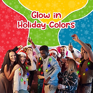 Windy City Novelties LED Christmas 9 Bulb Necklace with 6 Dynamic Light Modes for Adults and Kids Christmas Parties, Caroling, Gatherings & Party Favors