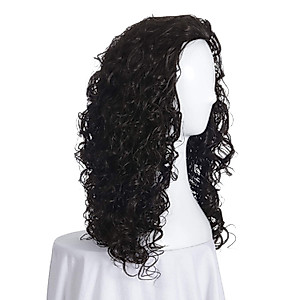 QACCF Long Curly Fluffy Wavy Halloween Costume Cosplay Wig (Black)