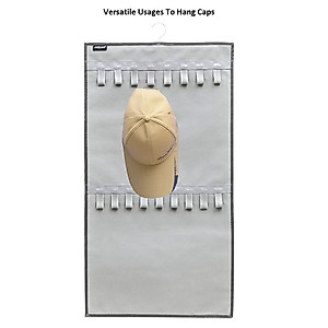 ANZORG Dual-sided Hanging Jewelry Organizer with 34 Hook Loops Wall Mounted Necklace Holder Jewelry Display Storage Hanger for Bracelet Chain (GREY)