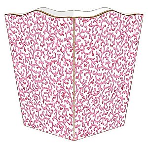 Marye-Kelley WB871- Pink Waverly Scroll Wastepaper Basket