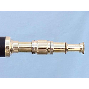 Hassanhandicrafts Antique Marine Spyglass 50" Brass Leather Harbor Master Tripod Floor Standing Telescope