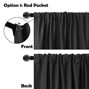 DWCN Patio Sliding Door Curtains - Extra Wide Curtains for Glass Door, Privacy Room Divider Blackout Thermal Curtain Panel with Back Tab & Rod Pocket for Bedroom Partition, 100 x 84 Inches, Black