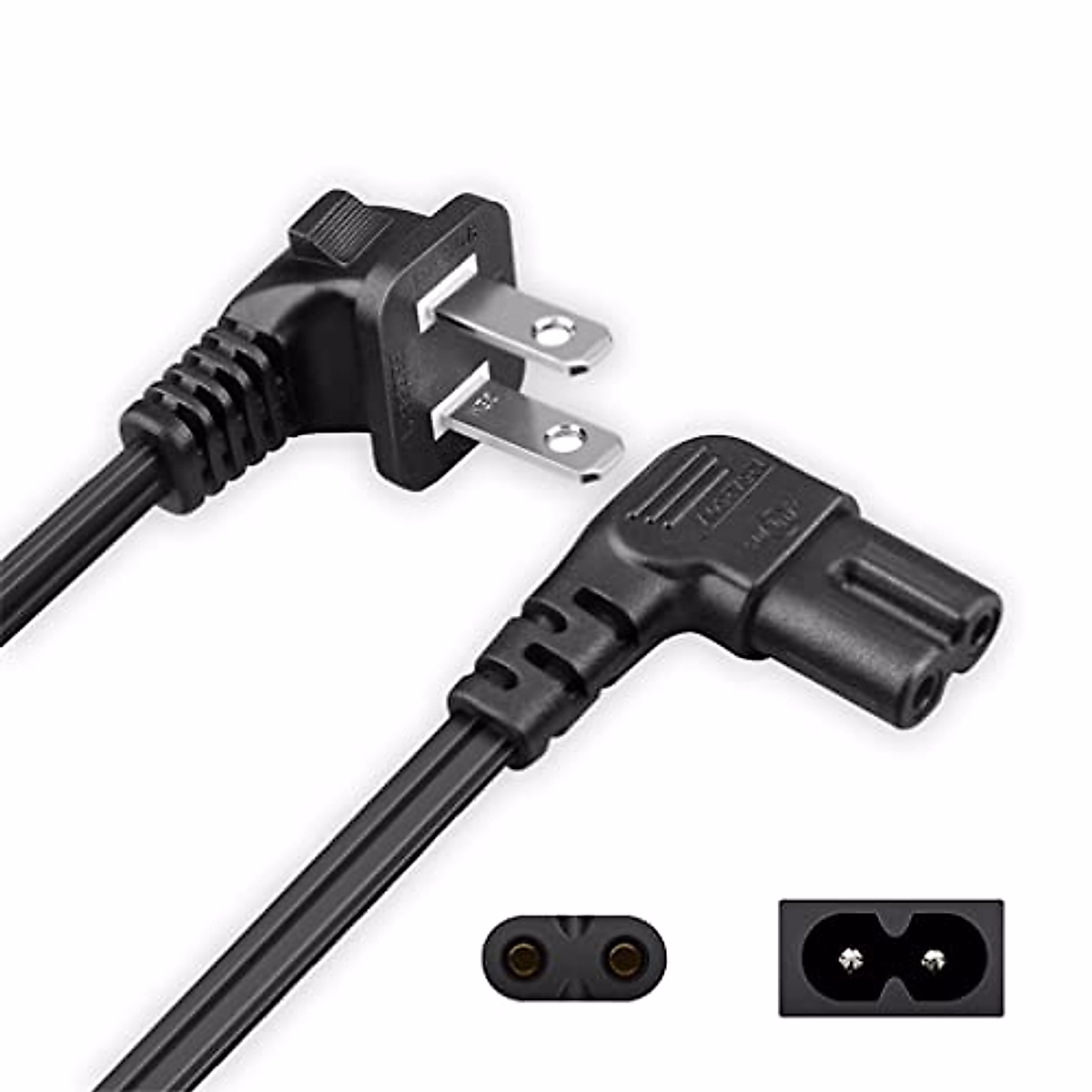 SHAFI® 6FT Samsung TV Power Cord Right Angle - [UL] Non-Polarized L-Shaped 2-Prong NEMA1-15P to IEC-C7-90-Deg Replacement for Sony PlayStation PS5 Xbox Series S - Figure-8 LG TV Power Cable - 6FT