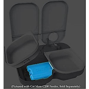 Bundle of Cat Mate C200 Automatic 2 Meal Pet Feeder, 2X Stainless Steel Bowl Inserts, and Extra Cat Mate Ice Pack