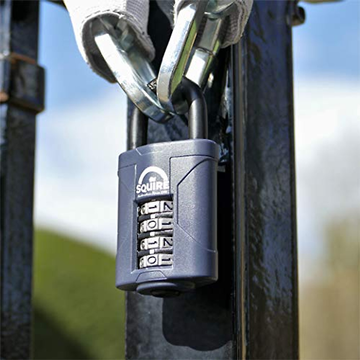 Squire Heavy Duty Padlock (CP40) - Toughest Steel Shackle - 4 Wheel Combination Padlock - Alloy Steel for Corrosion Resistance - Weatherproof Lock for Home, School & Garage (Blue, 40 mm)