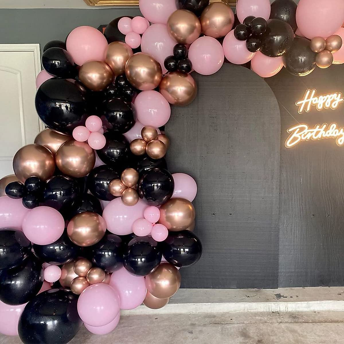 134pcs Macaron Orange Balloon Garland Arch Kit Metallic Chrome Ballons with 4D Globos and Rose Gold Confetti Latex Balloon Wedding Birthday Party Decor Baby Shower (Gold Pink Rose Gold)