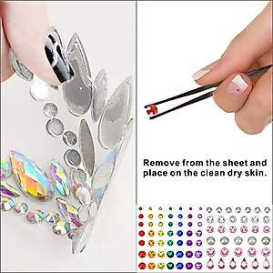 12sets Halloween Face Gems Body Jewels Self-Adhesive Rhinestone Crystal Stickers For Party Favors Supplies, WIDELY TOY Mermaid Fairy Rainbow Tears Festival Rave Accessories